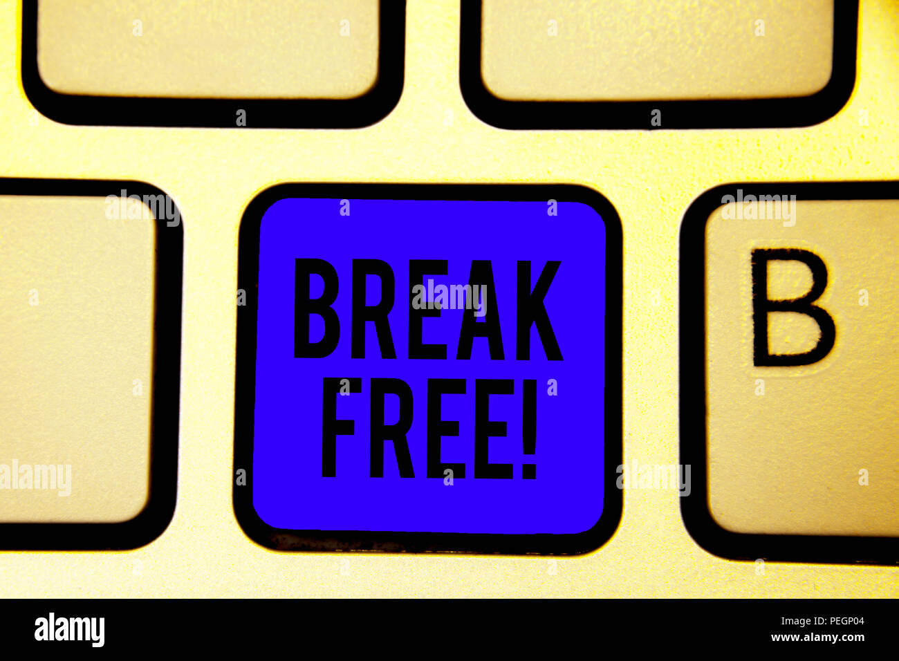Text sign showing Break Free. Conceptual photo another way of saying ...