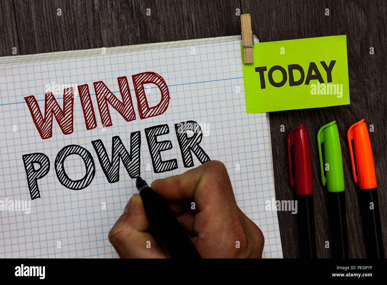 Conceptual hand writing showing Wind Power. Business photo text use of air flowto provide ...