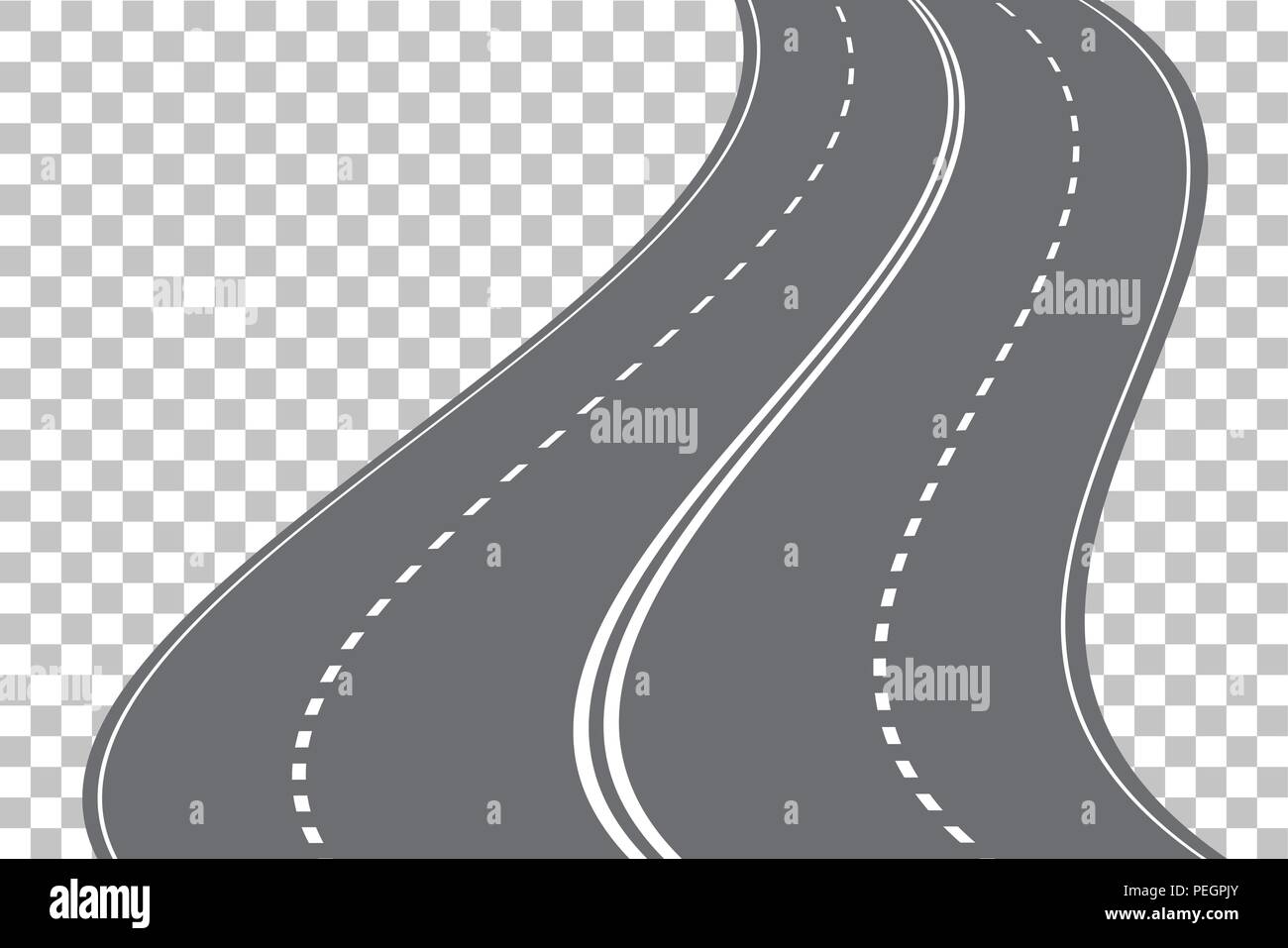 Vector winding four-lane road isolated on transparent background ...