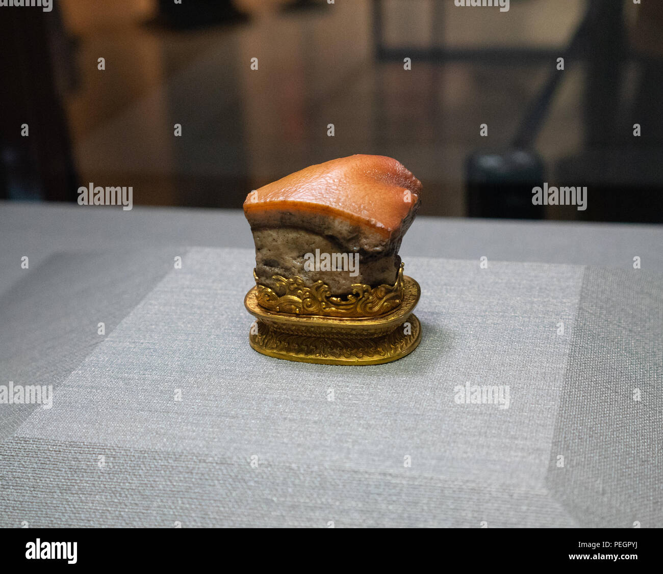 Taipei Taiwan, 15 February 2018: The famous Meat-shaped Stone a jasper ...