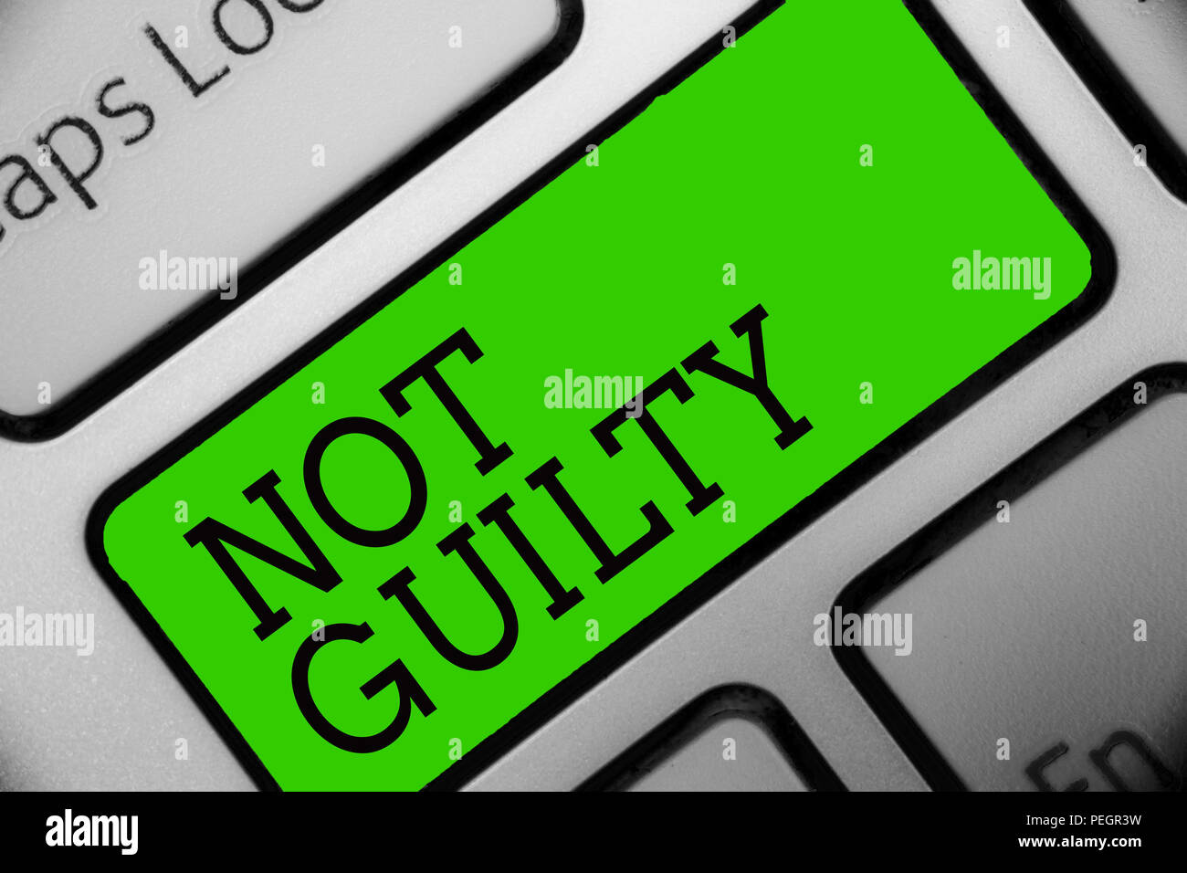 Text sign showing Not Guilty. Conceptual photo someone is innocent ...