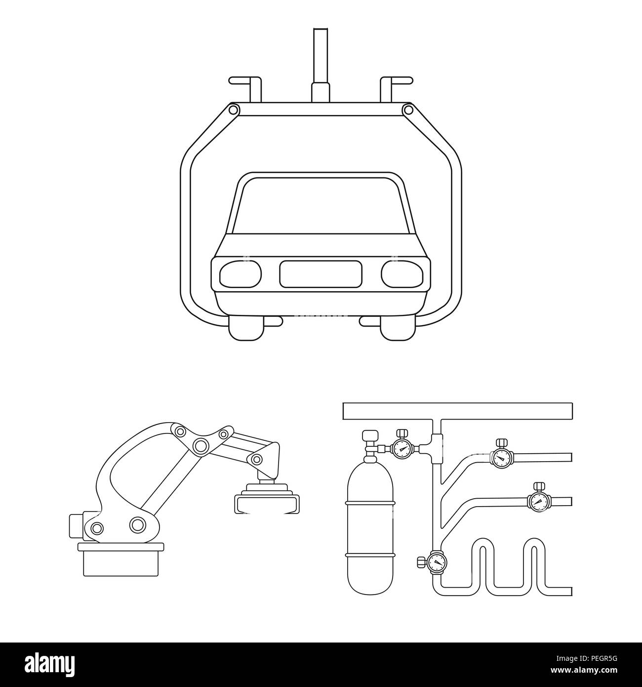 Equipment and machine outline icons in set collection for design ...