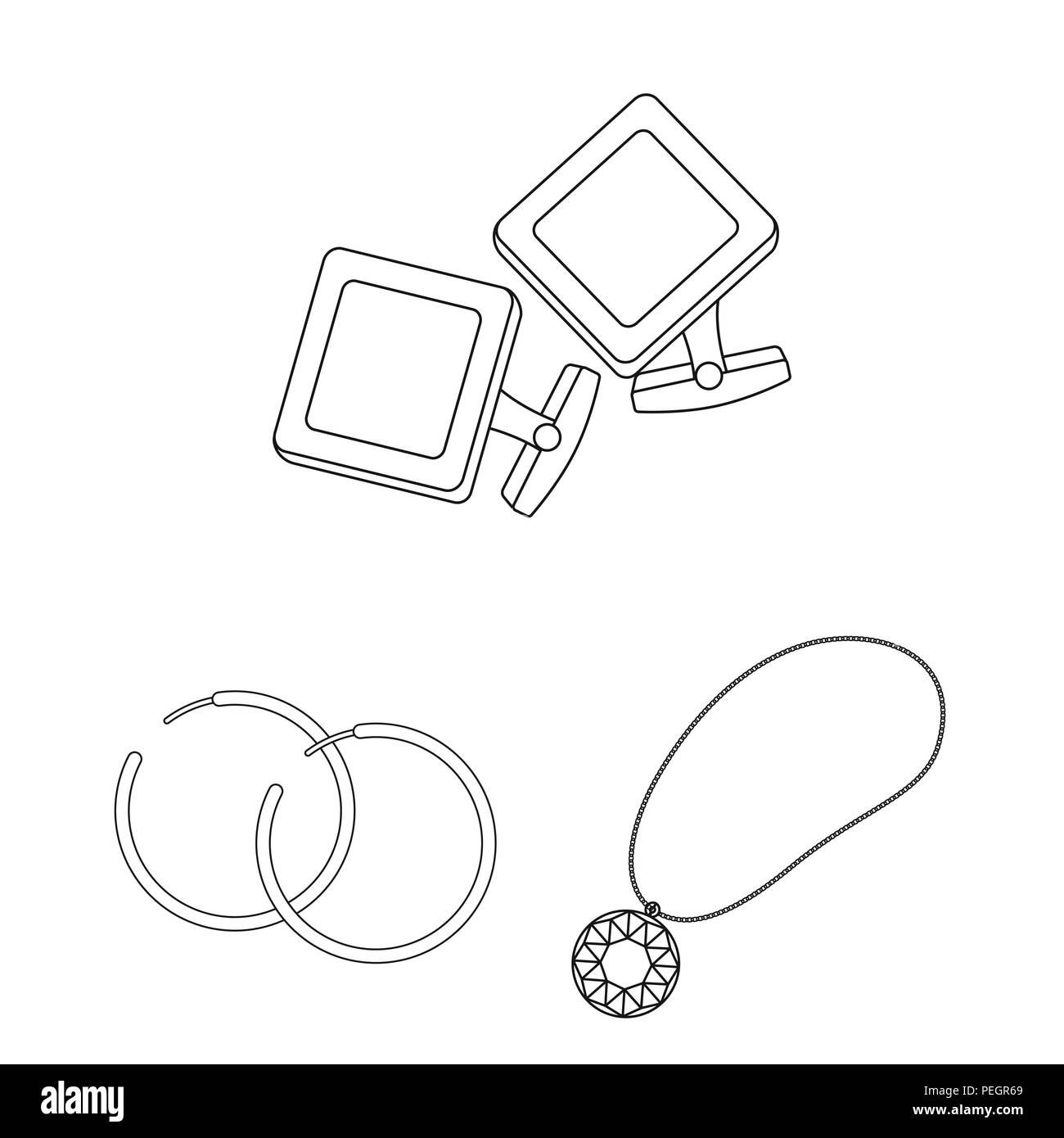 Jewelry and accessories outline icons in set collection for design ...