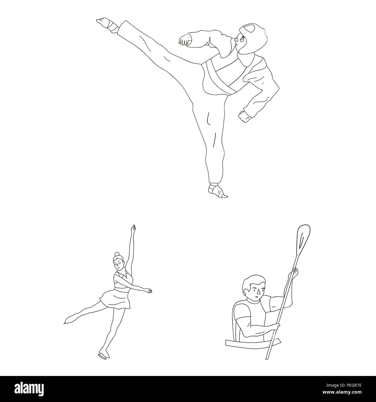 Different kinds of sports outline icons in set collection for design ...