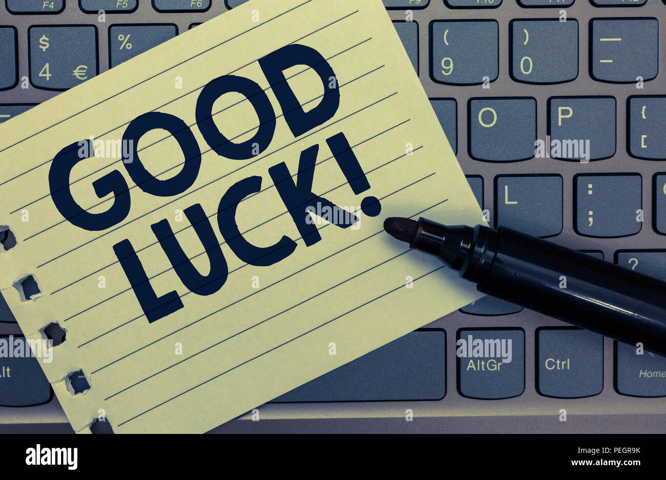 Conceptual hand writing showing Good Luck. Business photo showcasing A ...