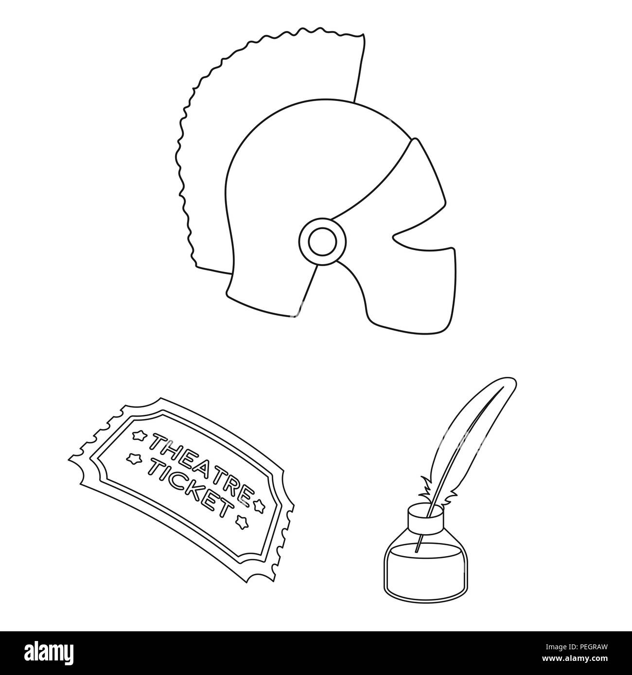 Theatrical art outline icons in set collection for design.Theater ...