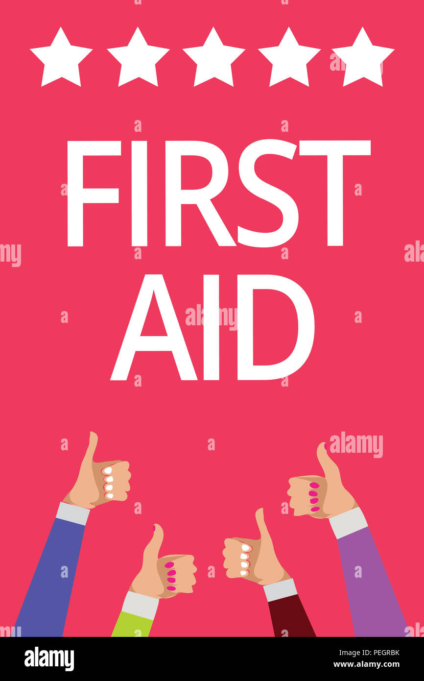 Word writing text First Aid. Business concept for Practise of healing ...