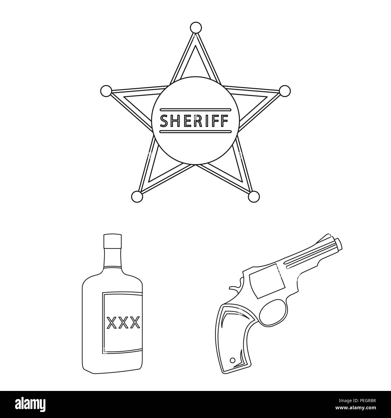 Attributes of the wild west outline icons in set collection for design ...