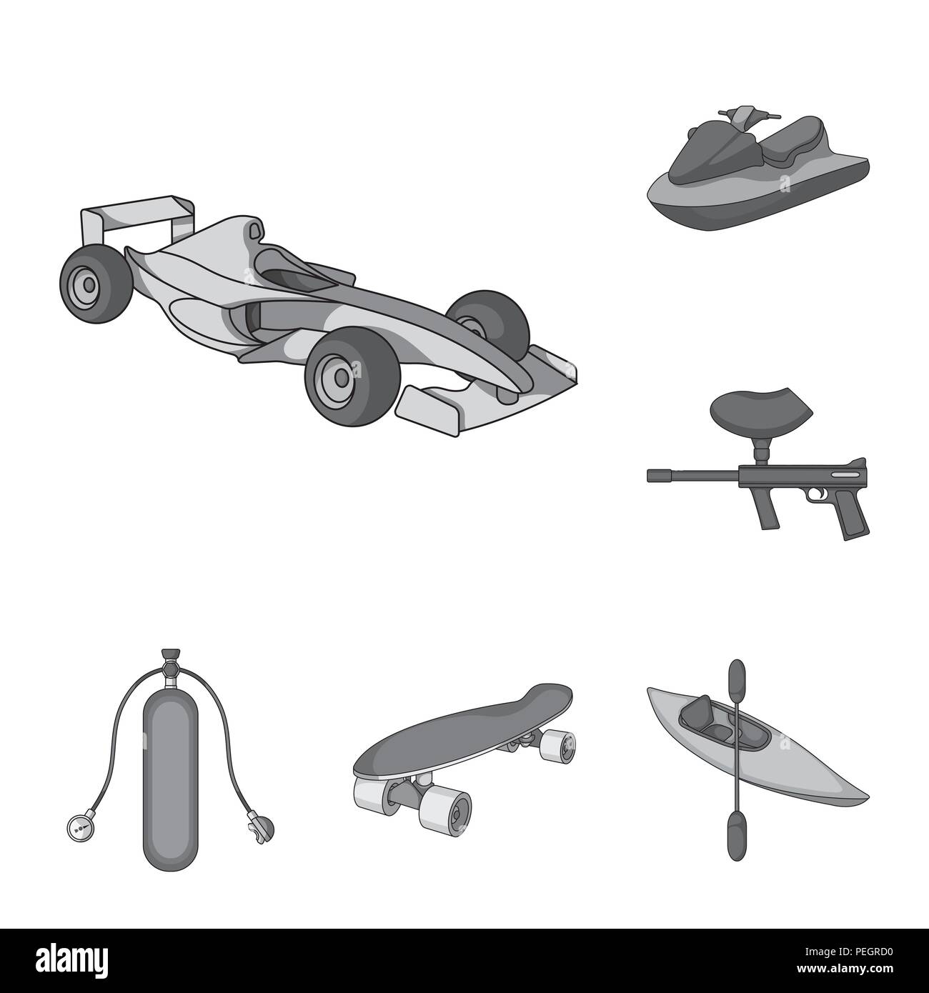 Extreme sport monochrome icons in set collection for design.Different ...