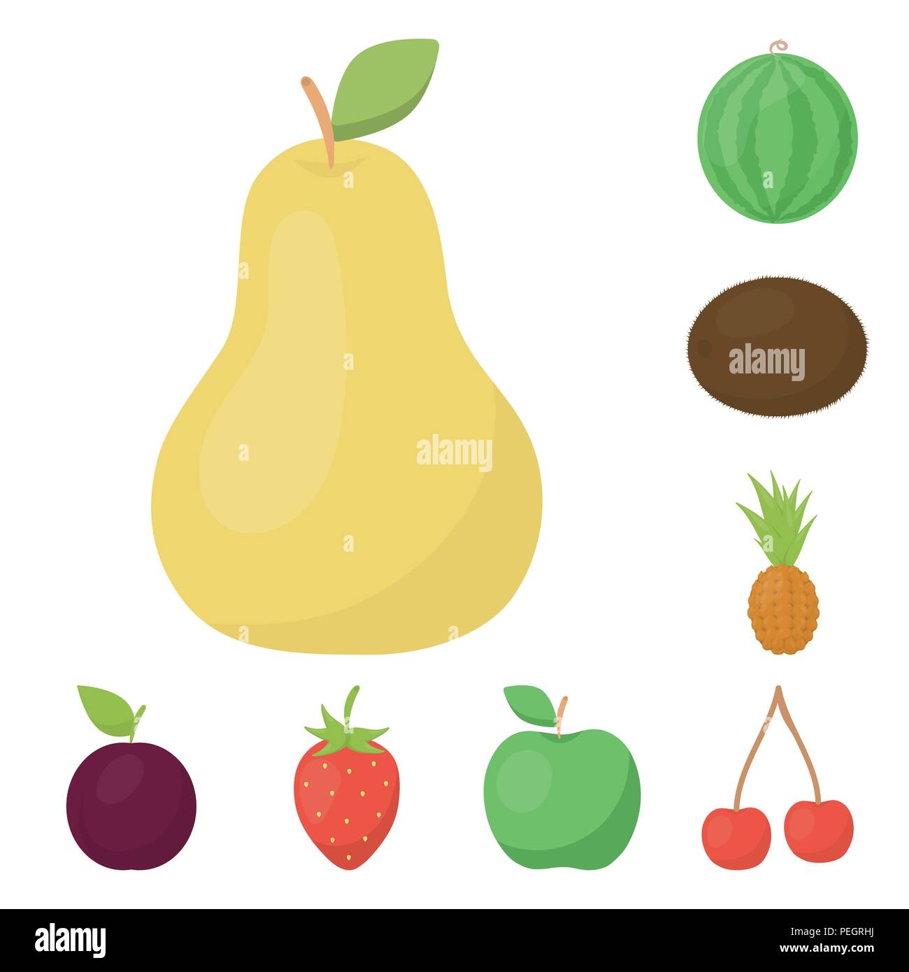Different fruits cartoon icons in set collection for design. Fruits and ...