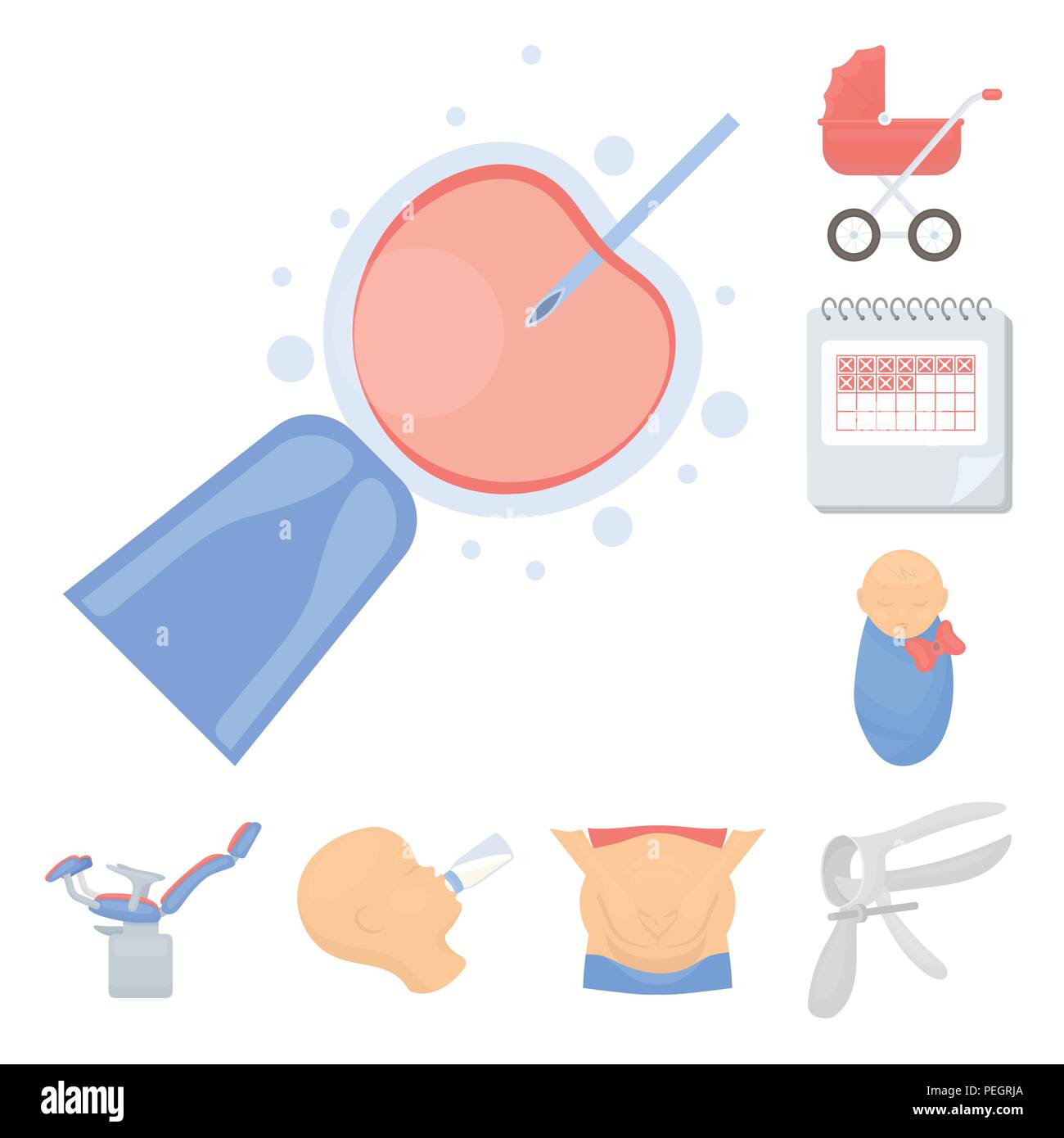 Woman and pregnancy cartoon icons in set collection for design ...