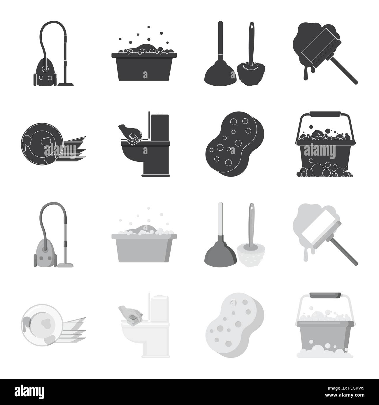 Cleaning and maid black,monochrome icons in set collection for design ...