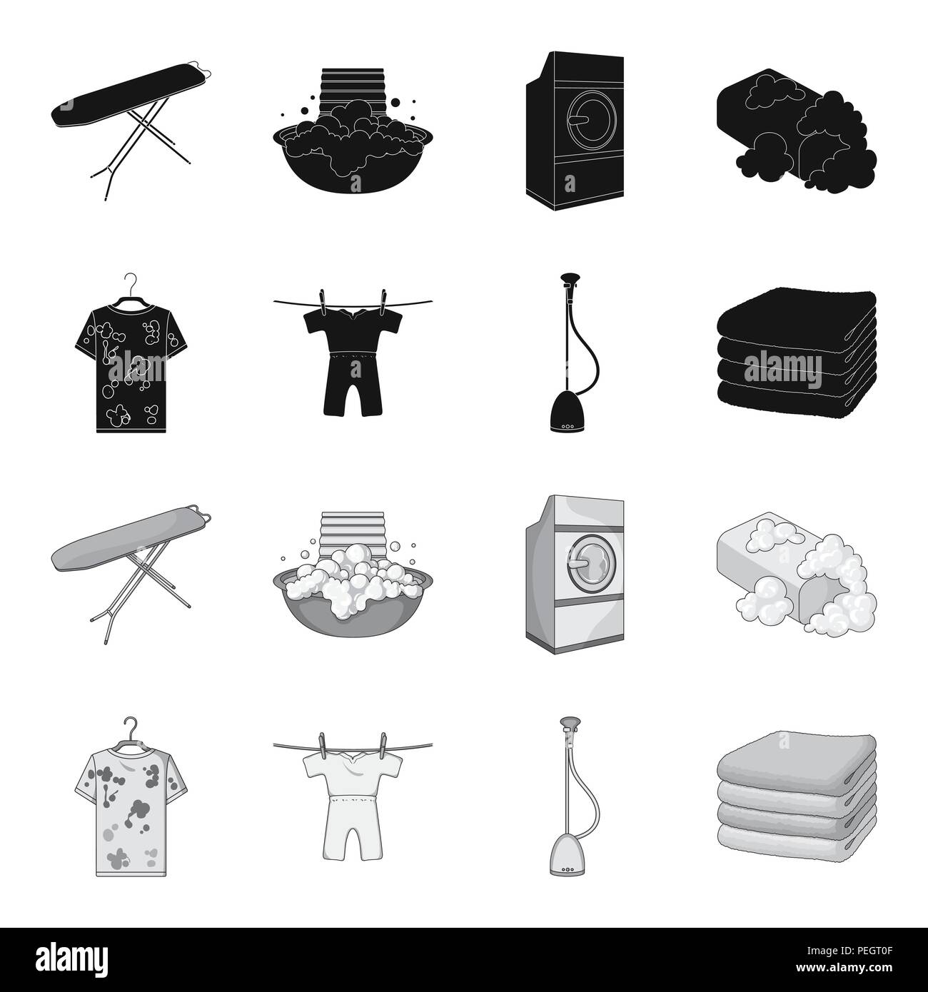 Vacuum cleaner, a stack of cloth, dirty and clean things. Dry cleaning ...