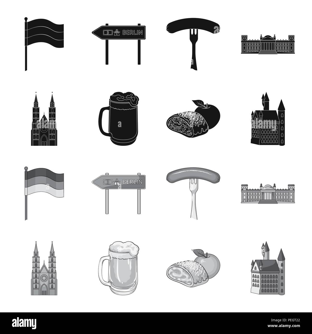 Country Germany black,monochrome icons in set collection for design ...