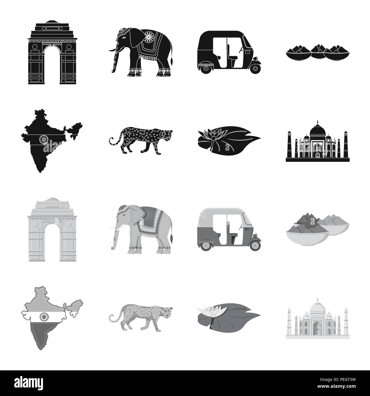 Country India black,monochrome icons in set collection for design.India ...