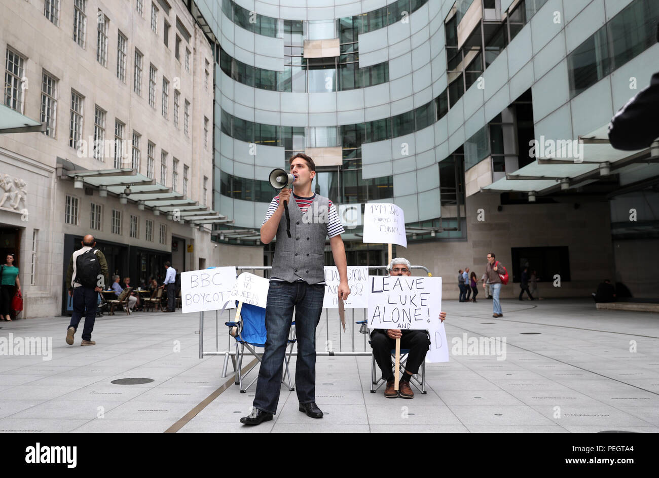 Comedian Luke McQueen outside BBC's New Broadcasting house in London ...