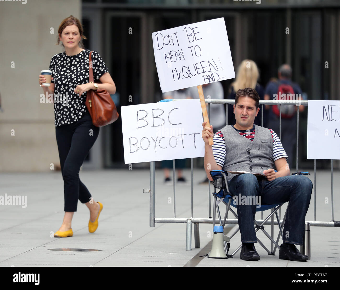 Comedian Luke McQueen outside BBC's New Broadcasting house in London ...