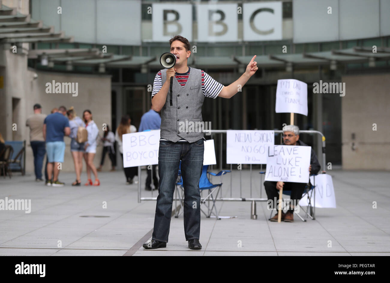 Comedian Luke McQueen outside BBC's New Broadcasting house in London ...