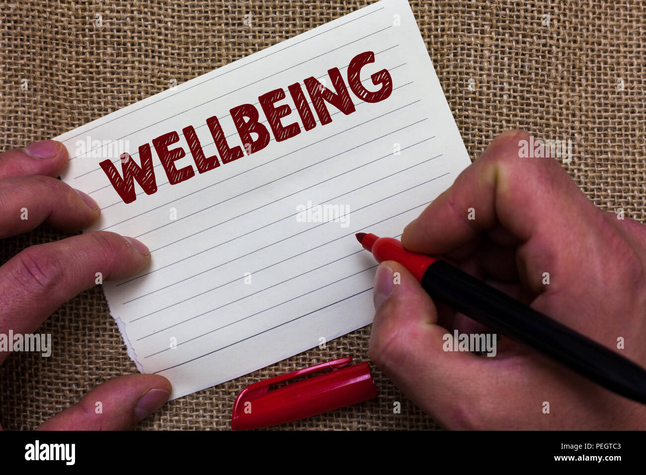 Writing note showing Wellbeing. Business photo showcasing A good or ...
