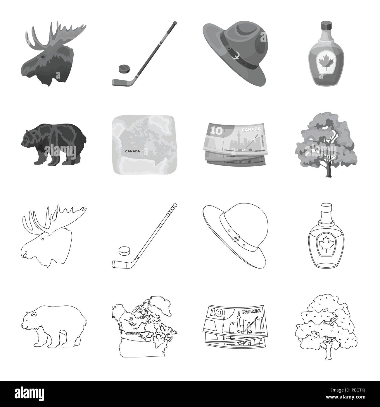 Canadian dollar, territory map and other symbols of the country.Canada ...