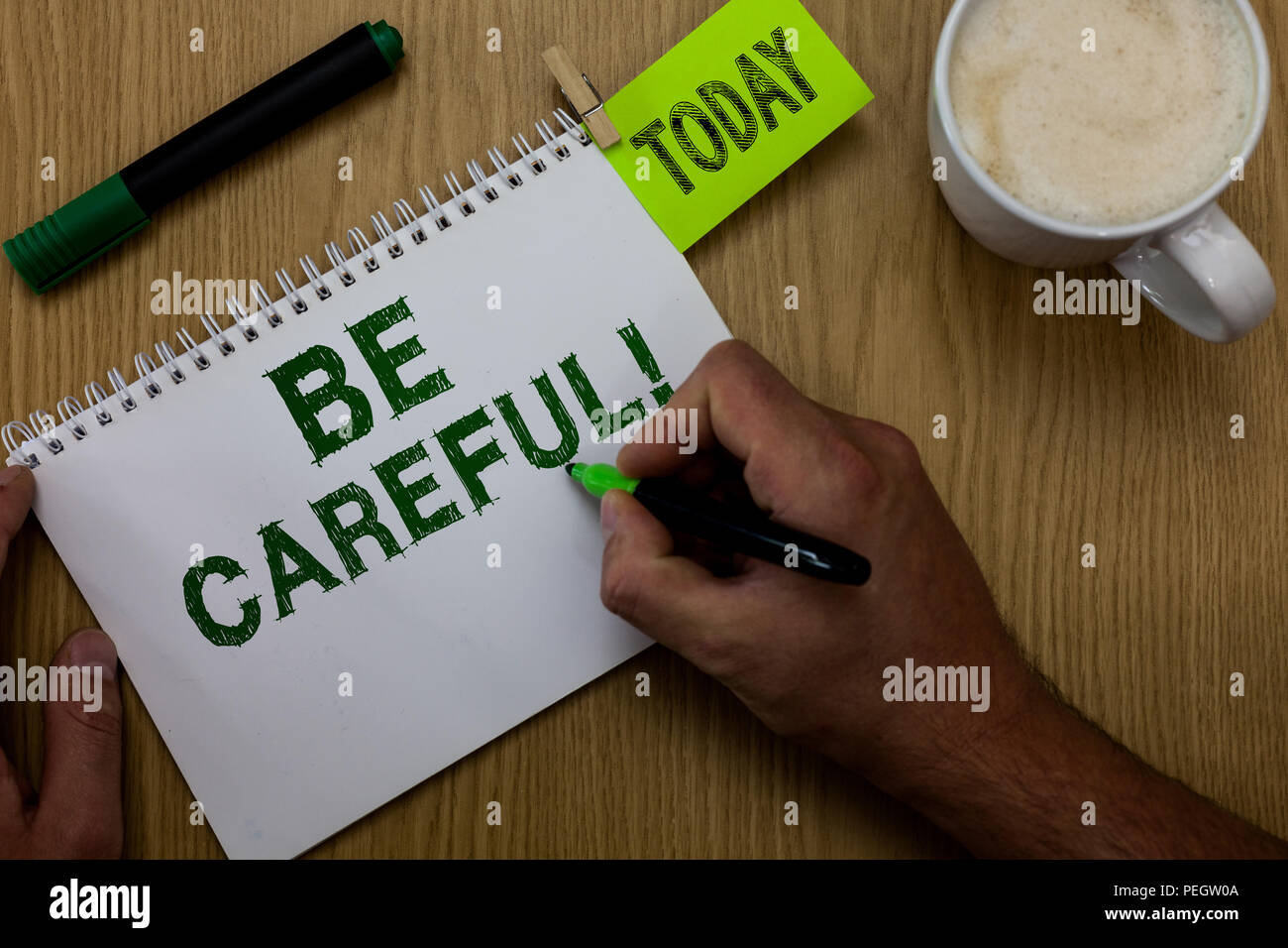 Conceptual hand writing showing Be Careful. Business photo showcasing ...