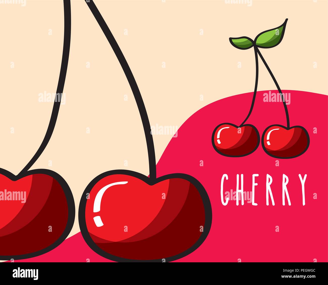 cherries fruit tropical fresh natural on colored background Stock ...