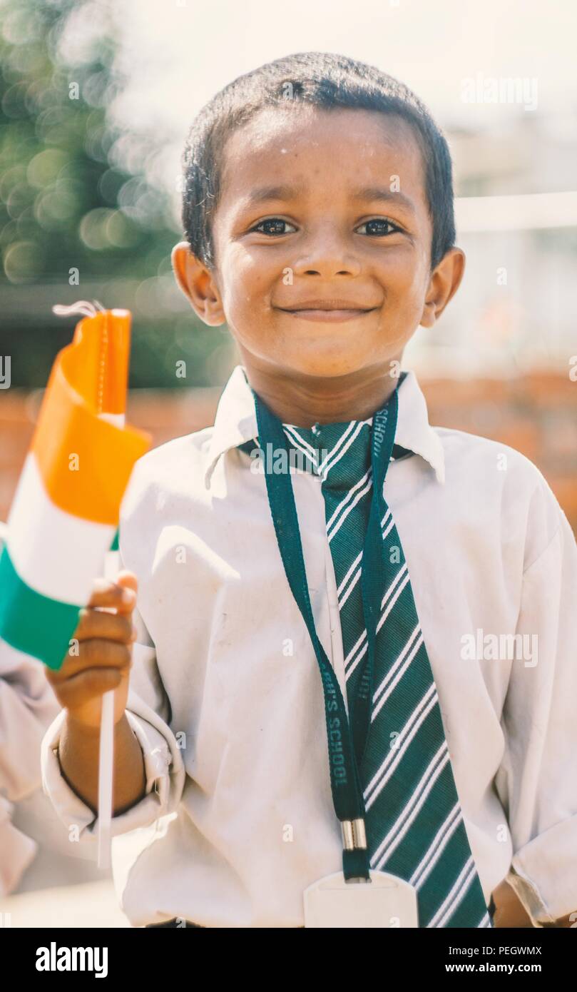 Child with Indian Flag Stock Photo - Alamy