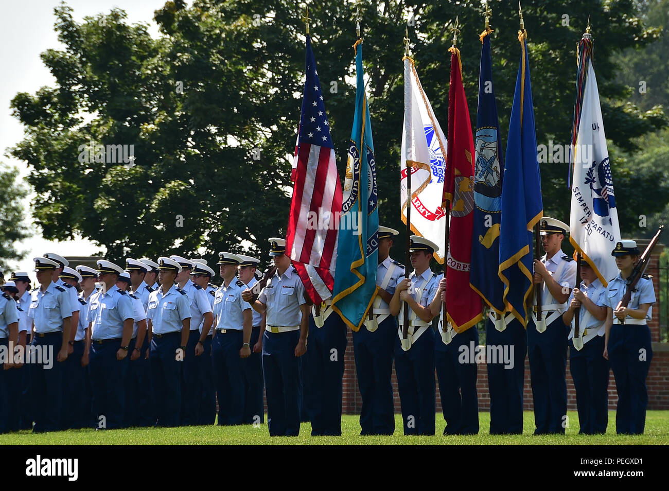 Cadets at the U.S. Coast Guard Academy take part in the shoulderboard ...