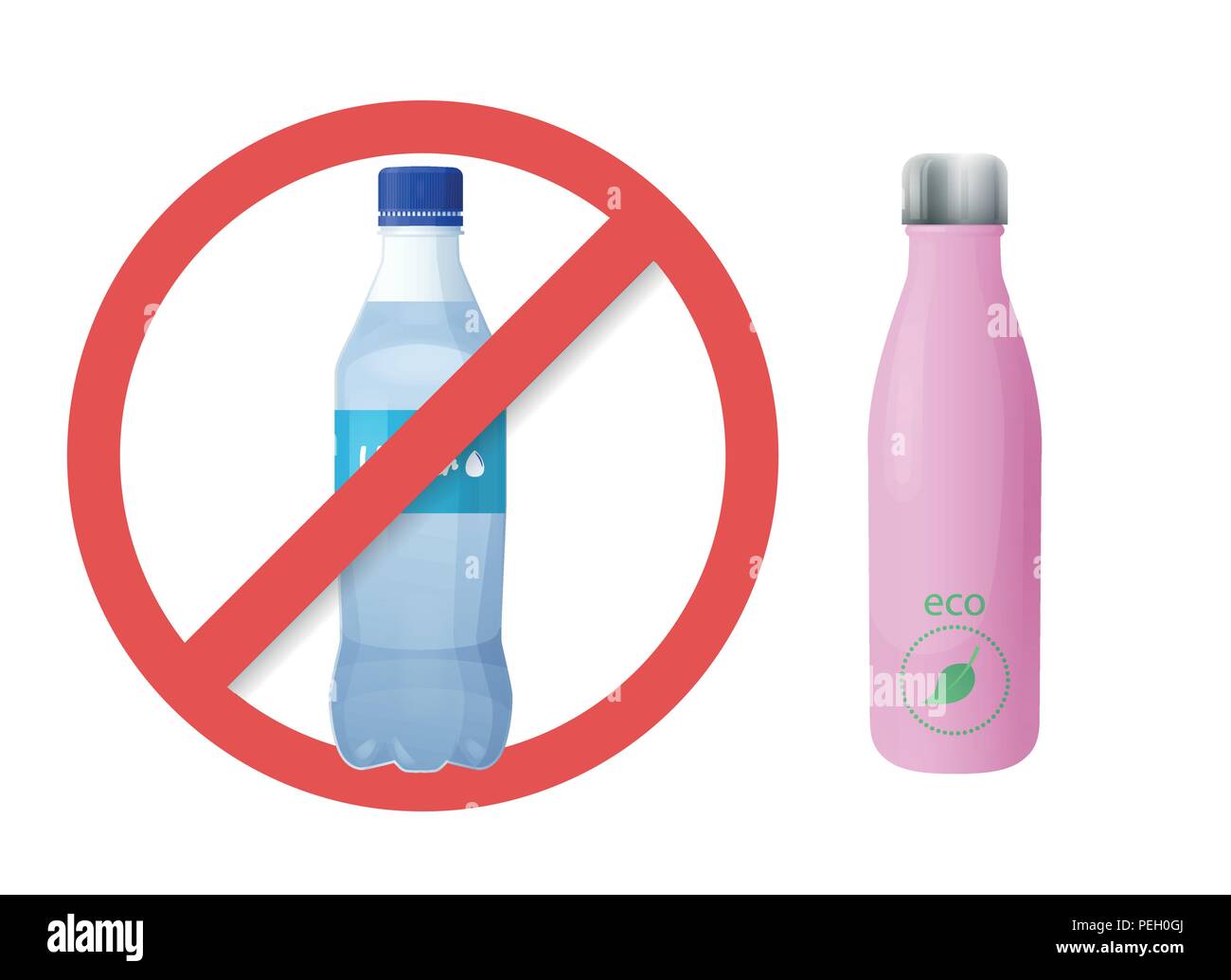 Reusable water bottle instead of plastic bottle Stock Vector Image ...