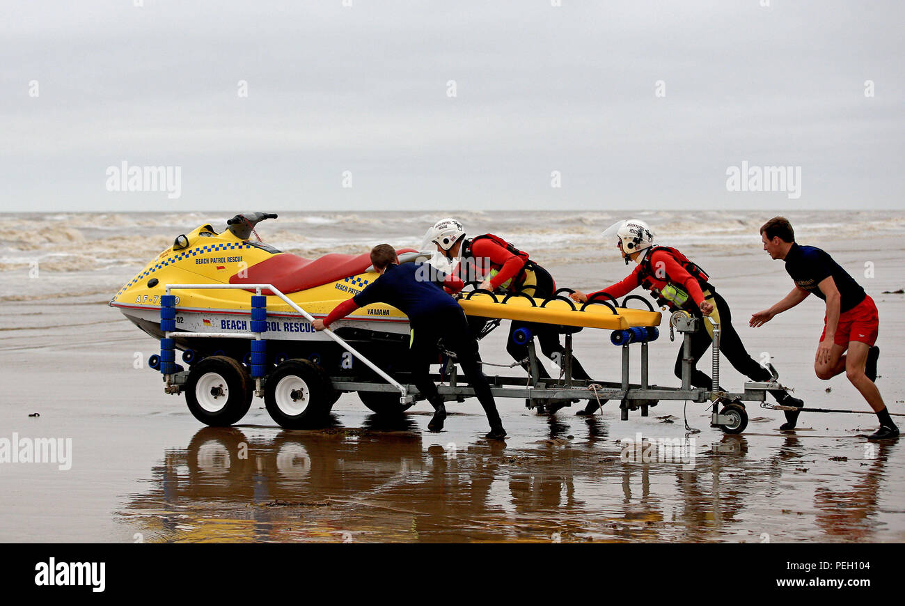 Blackpool lifeguards during a beach safety training session at North ...