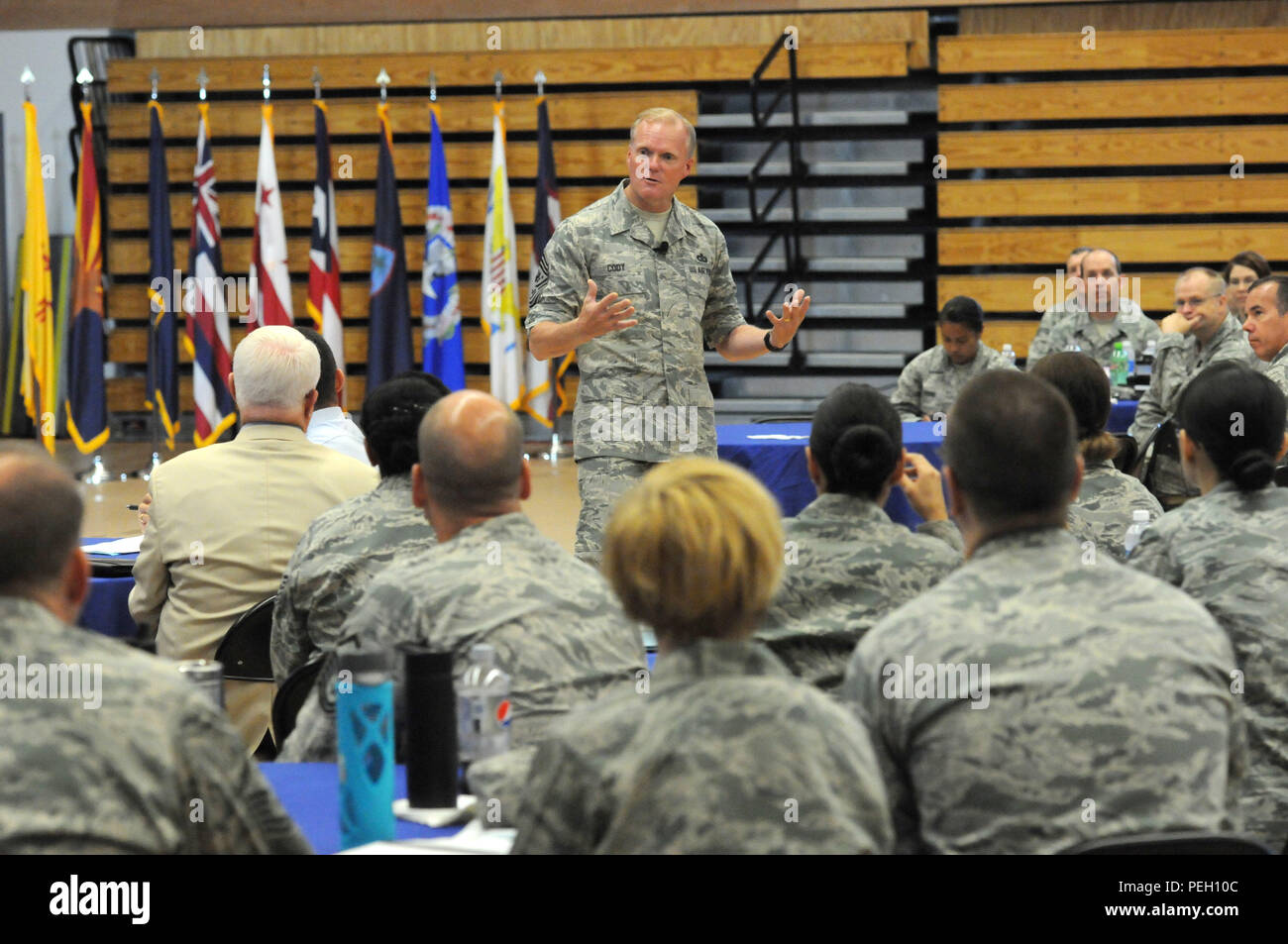Chief Master Sgt. of the Air Force James A. Cody, speaks with Airmen at ...