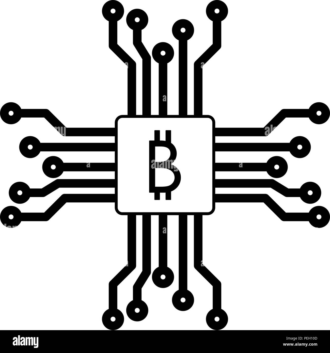 Bitcoin microchip symbol in black and white Stock Vector Image & Art ...