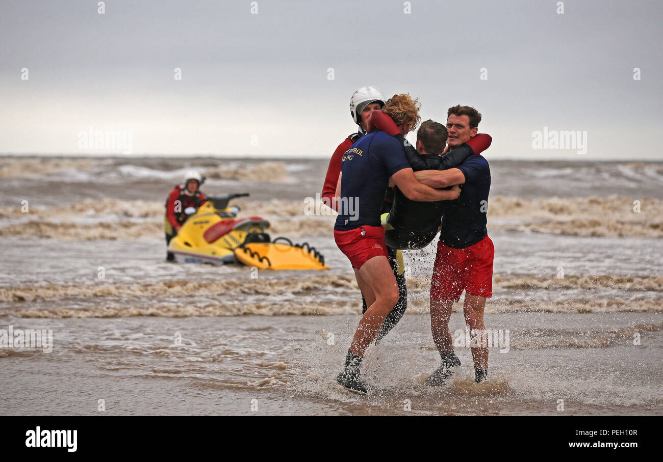 Blackpool lifeguards during a beach safety training session at North ...
