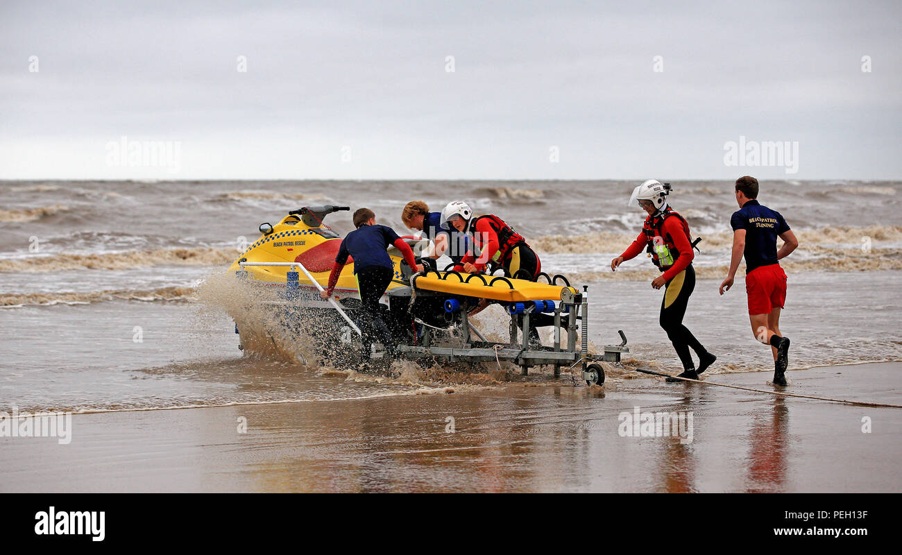 Blackpool lifeguards during a beach safety training session at North ...
