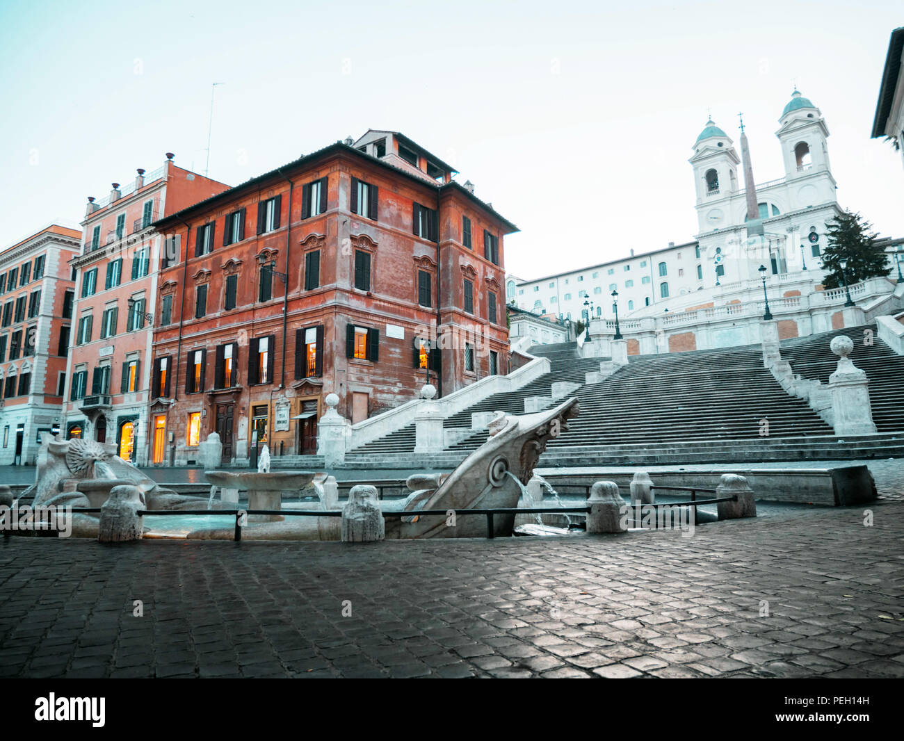Spanish Steps in Rome, Italy. Piazza di Spagna in the morning, There ...