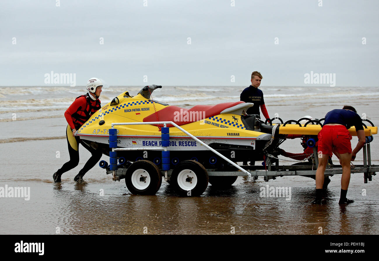 Blackpool lifeguards during a beach safety training session at North ...