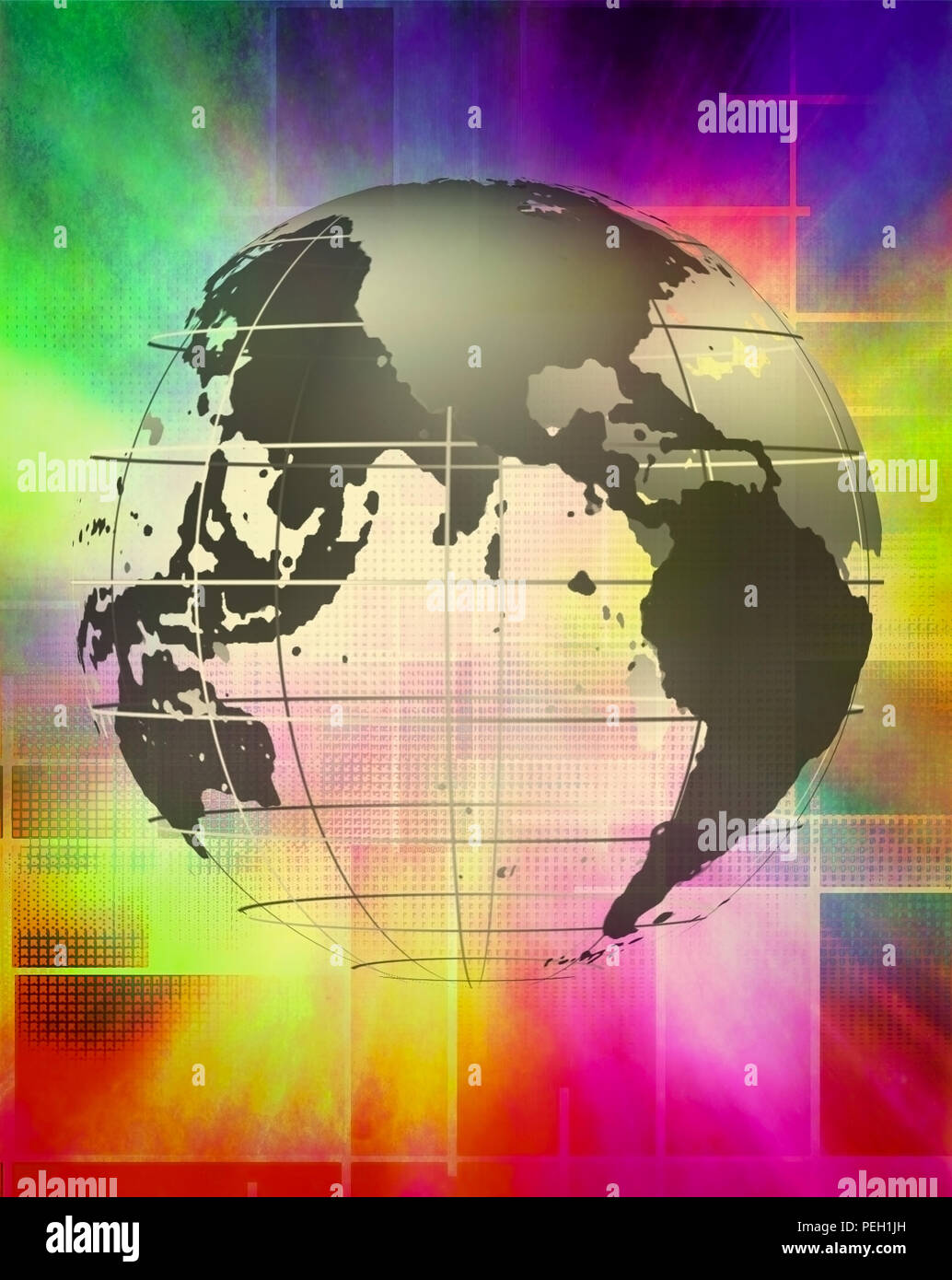 Modern art. Globe with binary code Stock Photo - Alamy