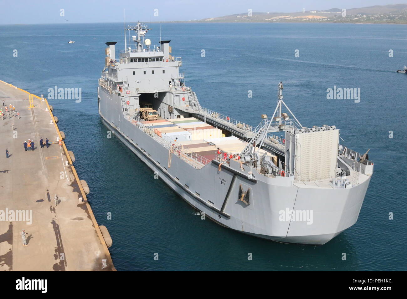 The Major General Robert Smalls, Logistics Support Vessel 8, maneuvers ...