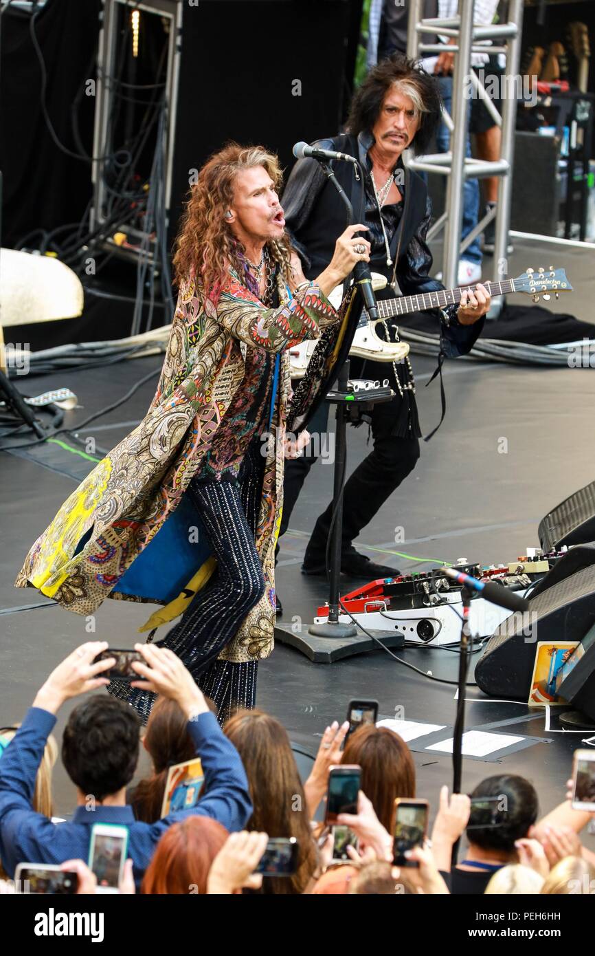 New York, NY, USA. 15th Aug, 2018. Steven Tyler on stage for AEROSMITH ...