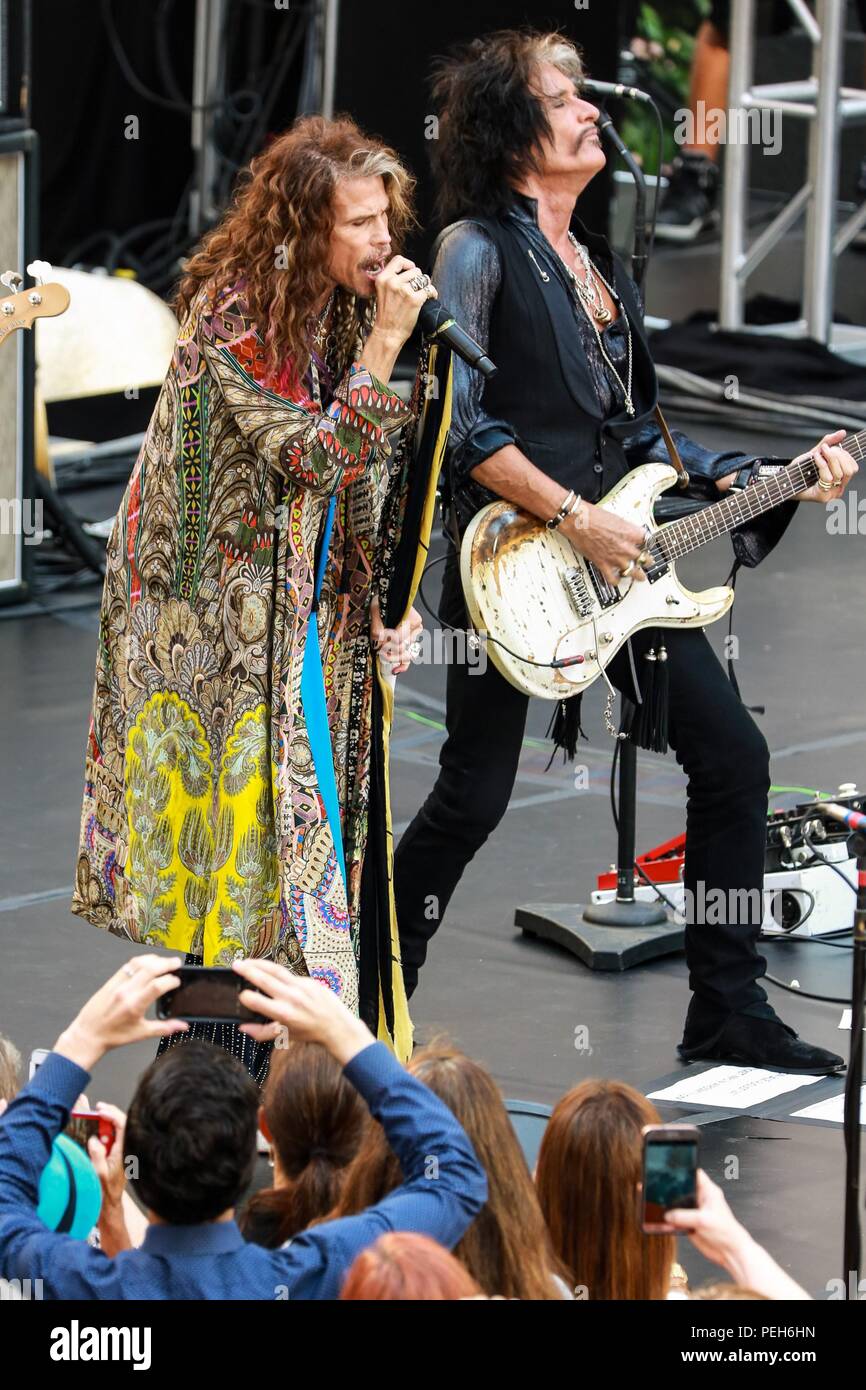New York, NY, USA. 15th Aug, 2018. Steven Tyler on stage for AEROSMITH ...