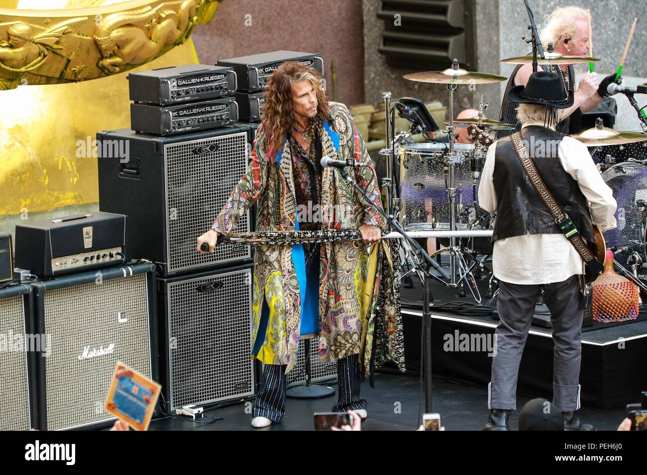 New York, NY, USA. 15th Aug, 2018. Steven Tyler on stage for AEROSMITH ...