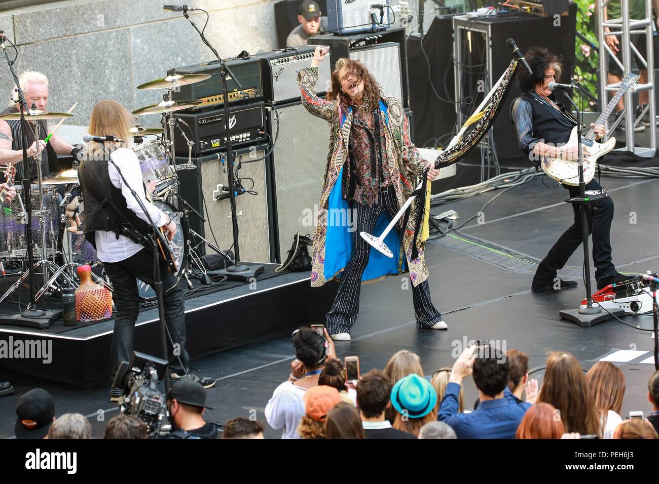 New York, NY, USA. 15th Aug, 2018. Steven Tyler on stage for AEROSMITH ...