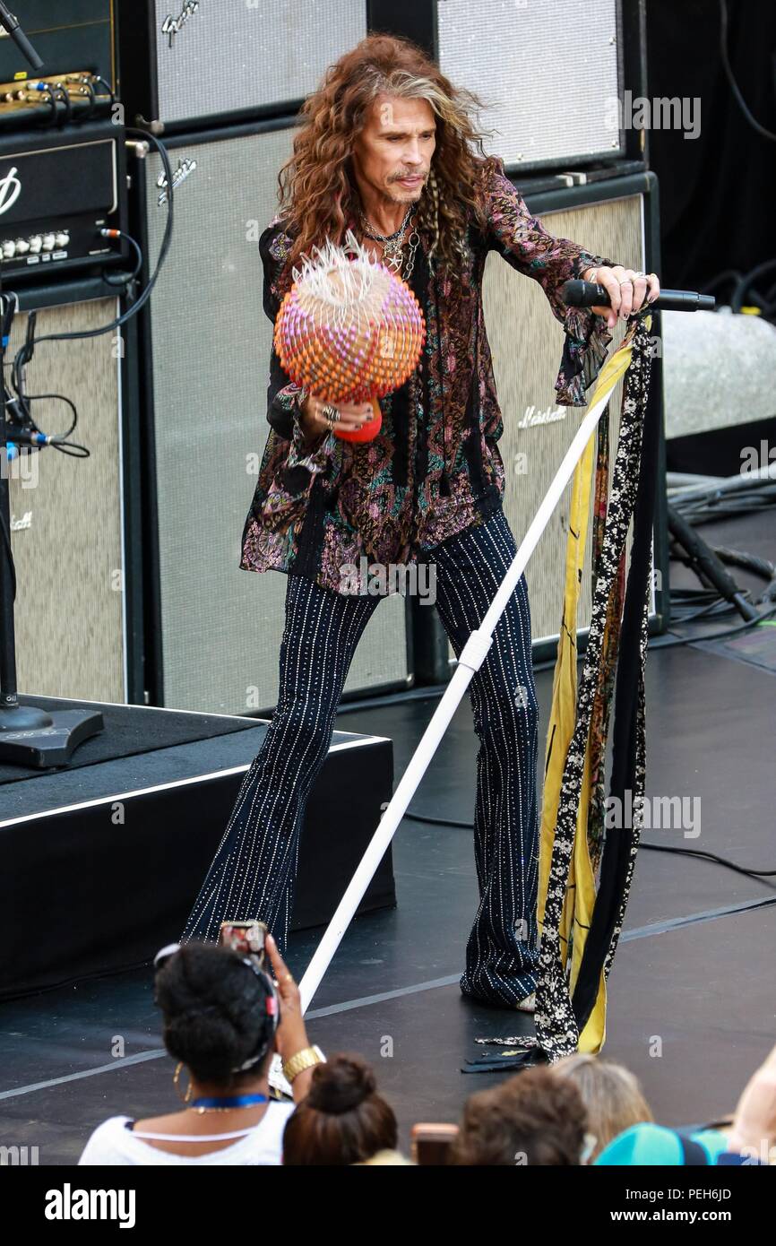 New York, NY, USA. 15th Aug, 2018. Steven Tyler, Aerosmith on stage for ...
