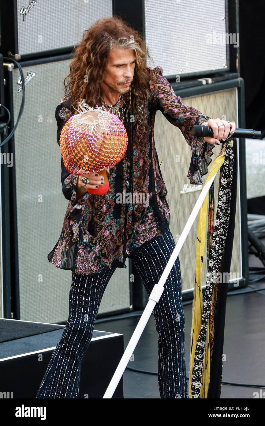 New York, NY, USA. 15th Aug, 2018. Steven Tyler, Aerosmith on stage for ...