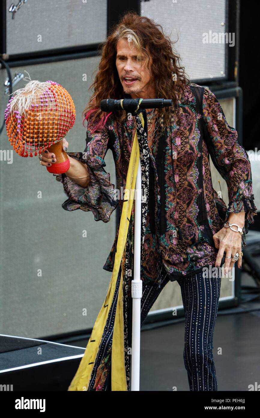 New York, NY, USA. 15th Aug, 2018. Steven Tyler, Aerosmith on stage for ...