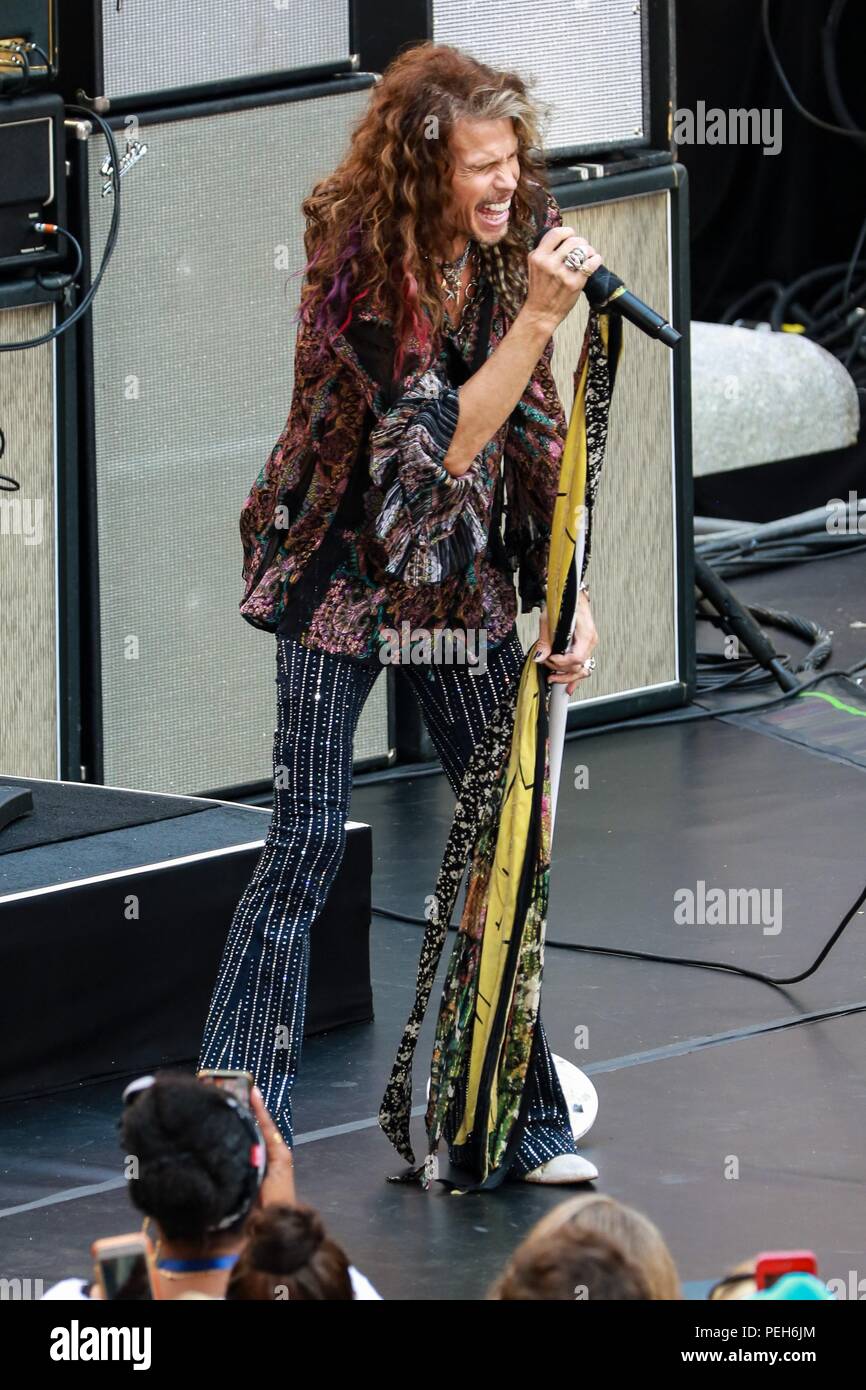 New York, NY, USA. 15th Aug, 2018. Steven Tyler, Aerosmith on stage for ...