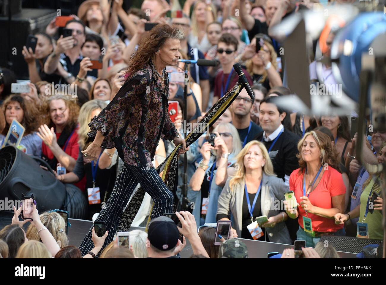 New York, NY, USA. 15th Aug, 2018. Steven Tyler, Aerosmith on stage for ...