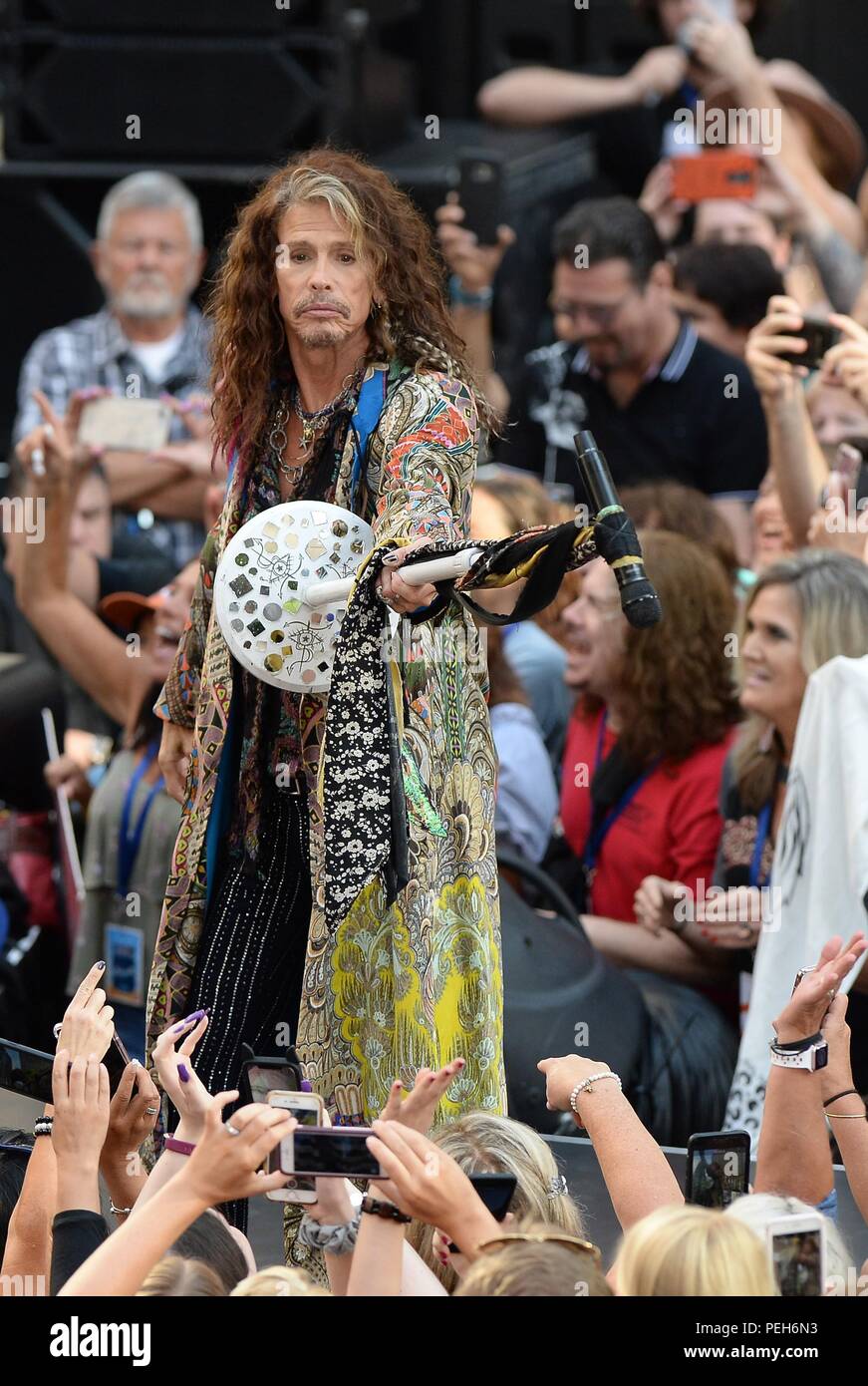 New York, NY, USA. 15th Aug, 2018. Steven Tyler, Aerosmith on stage for ...