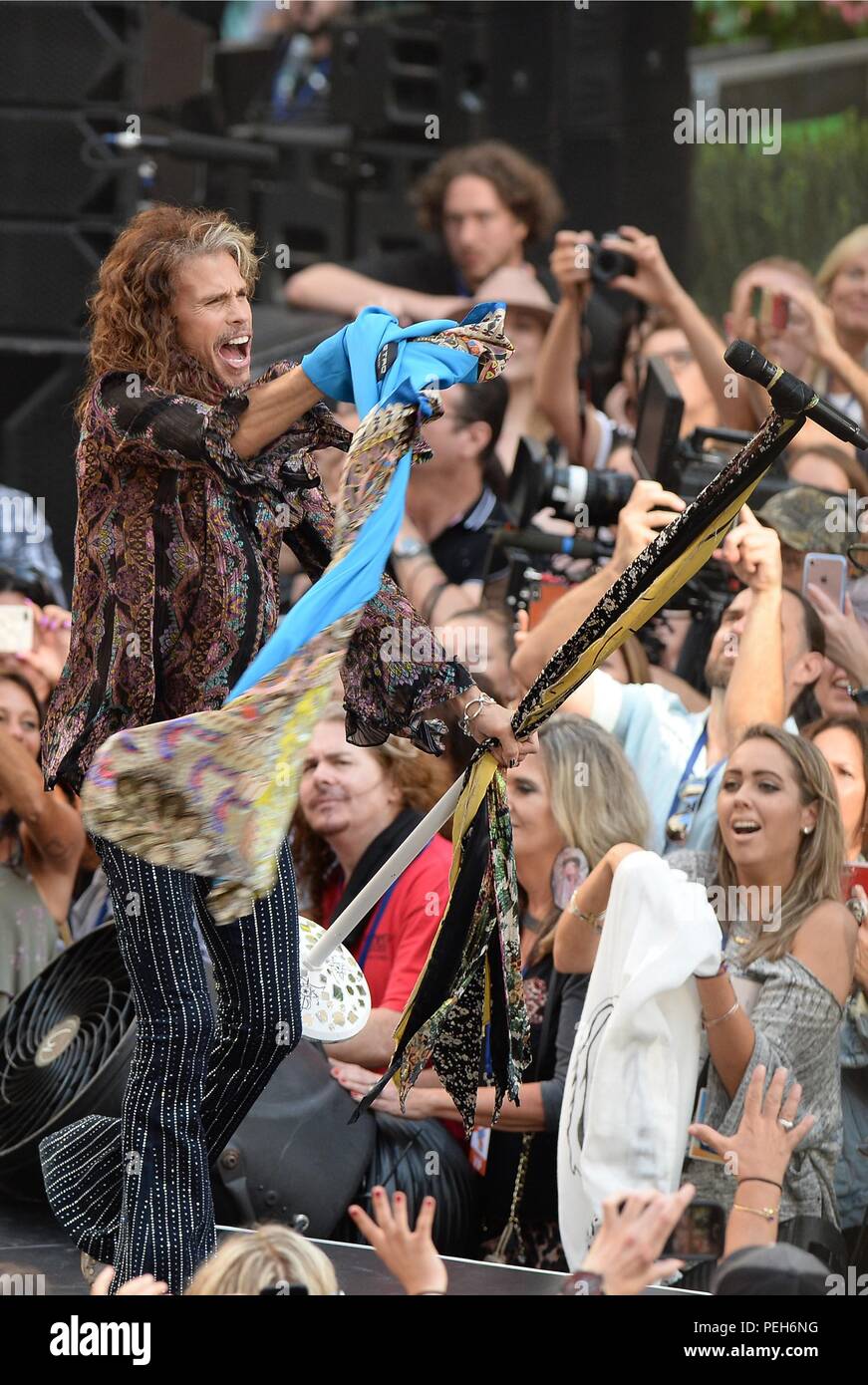 New York, NY, USA. 15th Aug, 2018. Steven Tyler, Aerosmith on stage for ...