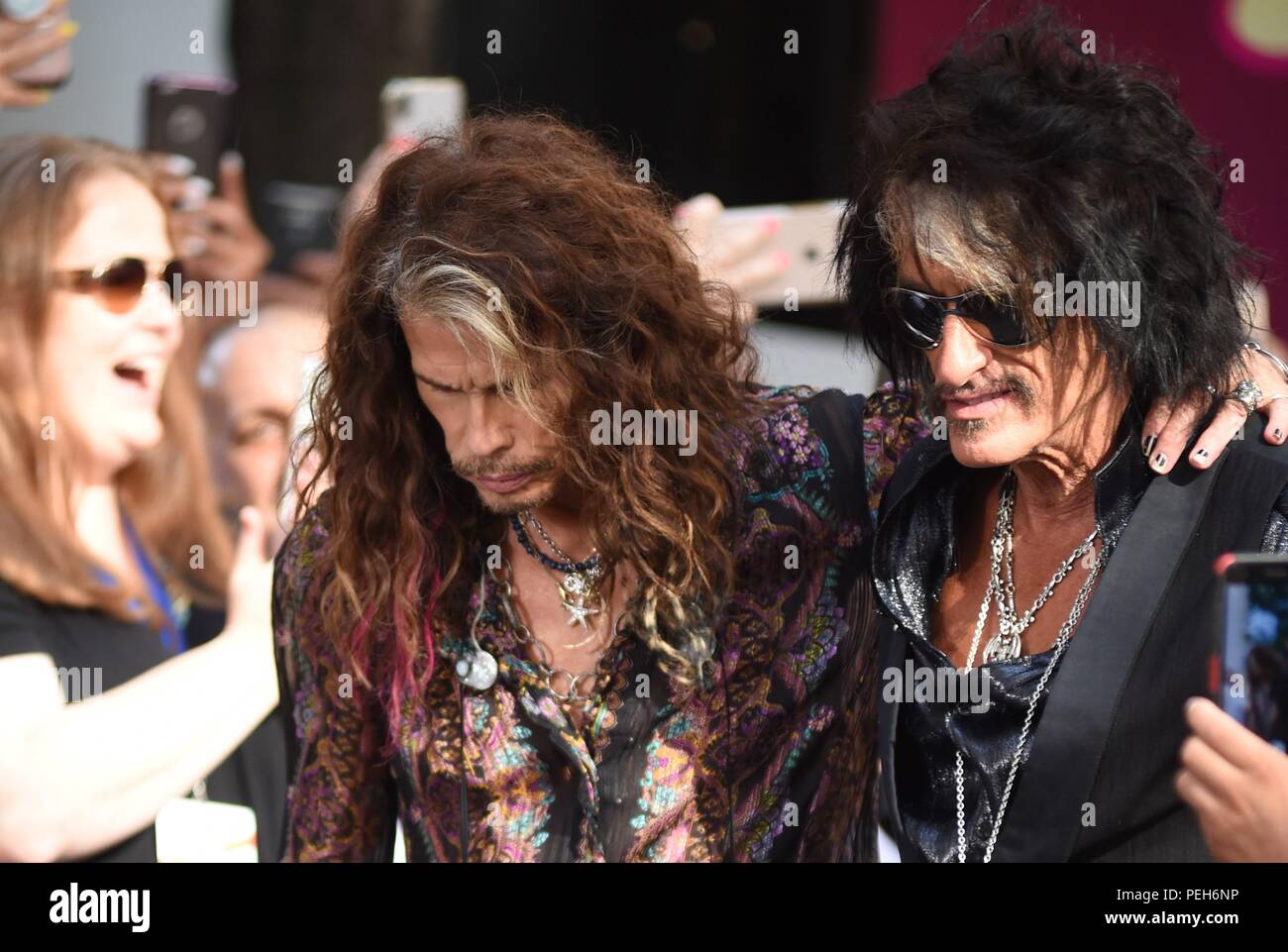 New York, NY, USA. 15th Aug, 2018. Steven Tyler, Joe Perry, Aerosmith ...
